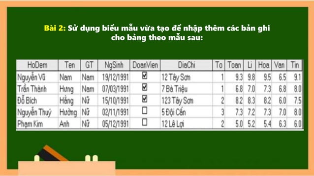 Bai tap va thuc hanh 4 Tao bieu mau don gian.pptx