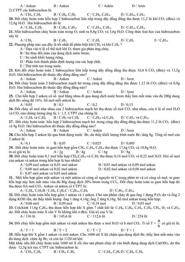 Bai tap ve hidrocacbon cuc hay | PDF