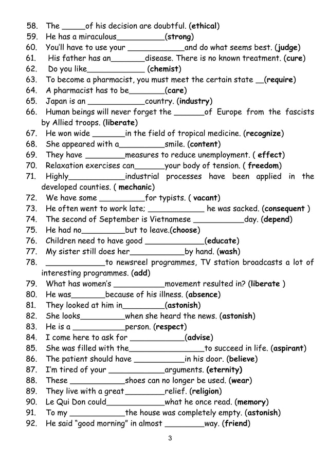 Bai tap word forms | PDF