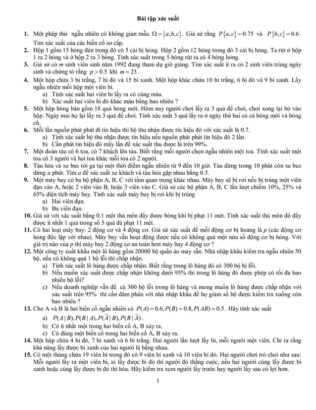Bai tap xac suat thong ke | PDF