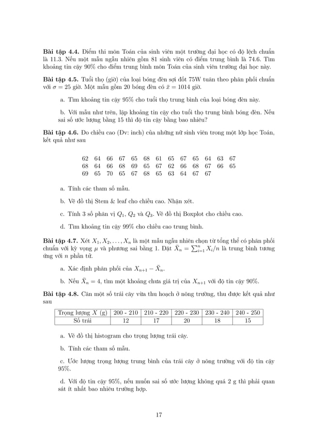 Bai tap xstk b (cap nhat chuong 6 7) | PDF