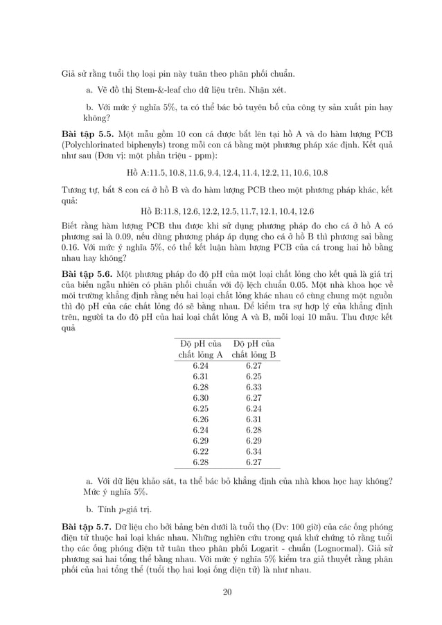 Bai tap xstk b (cap nhat chuong 6 7) | PDF