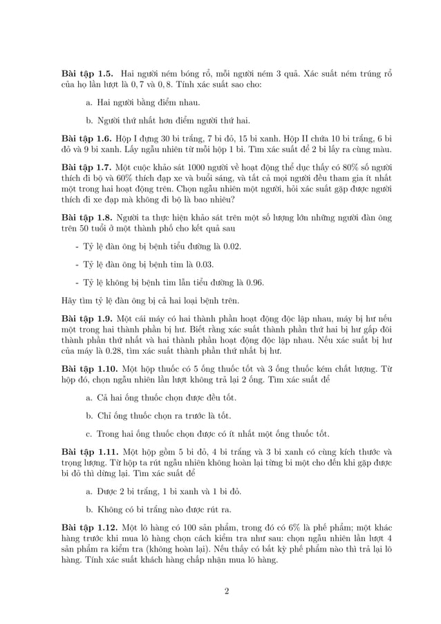 Bai tap xstk b (cap nhat chuong 6 7) | PDF