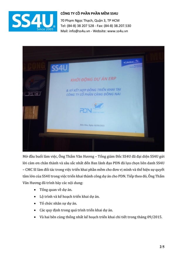 SS4U KICK OFF DỰ ÁN ERP CẢNG ĐỒNG NAI | PDF