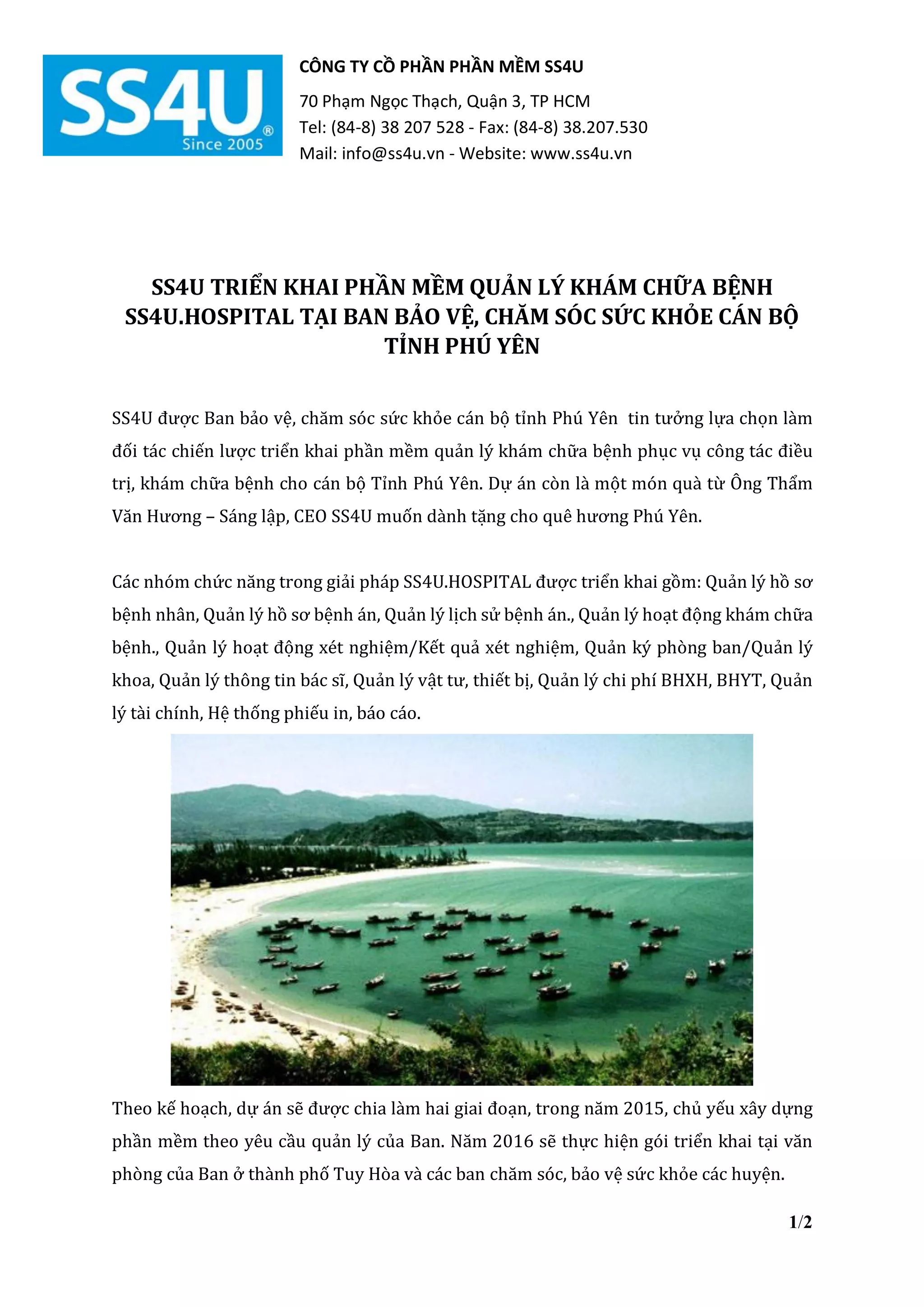 SS4U TRIỂN KHAI PHẦN MỀM QUẢN LÝ KHÁM CHỮA BỆNH SS4U.HOSPITAL TẠI BAN ...