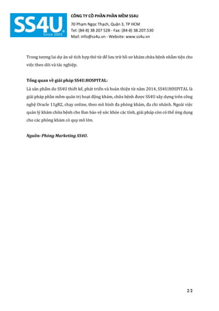 SS4U TRIỂN KHAI PHẦN MỀM QUẢN LÝ KHÁM CHỮA BỆNH SS4U.HOSPITAL TẠI BAN BẢO VỆ, CHĂM SÓC SỨC KHỎE ...