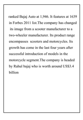 Bajaj | PPT | Automotive Industry | Industries