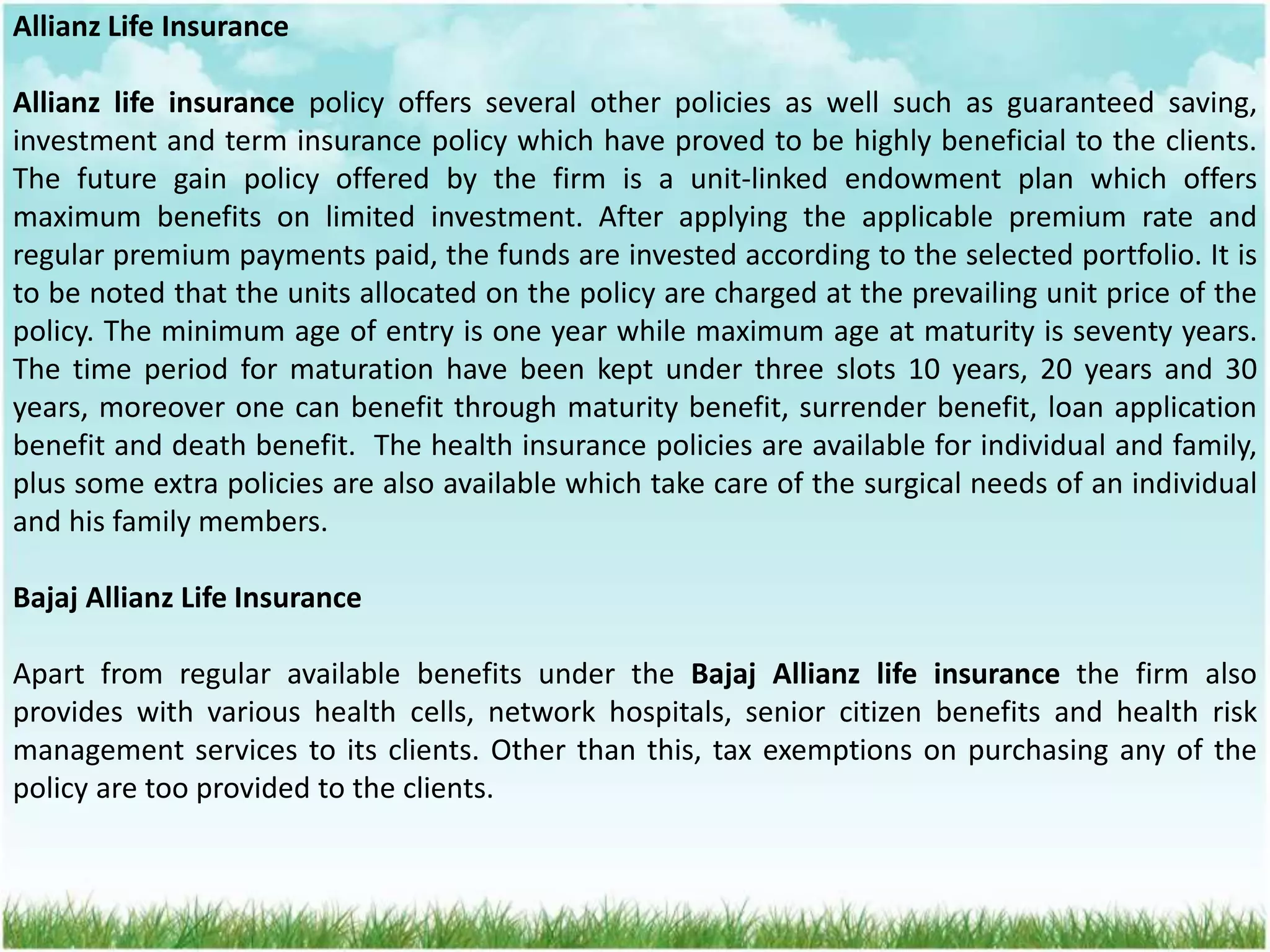 Bajaj allianz life insurance | PPTX