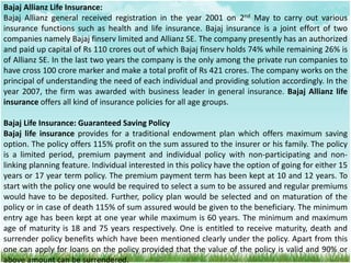 Bajaj allianz life insurance | PPTX