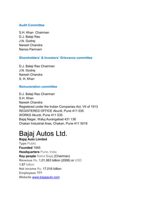 Bajaj auto | DOCX