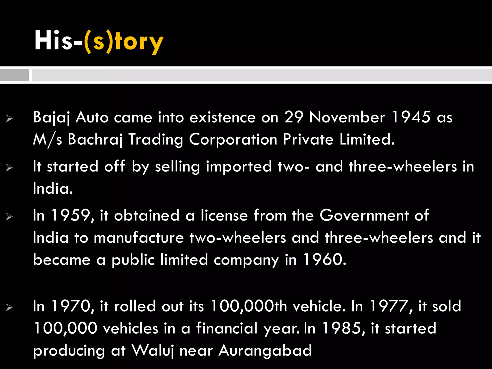 Bajaj Auto Co Introduction | PPTX