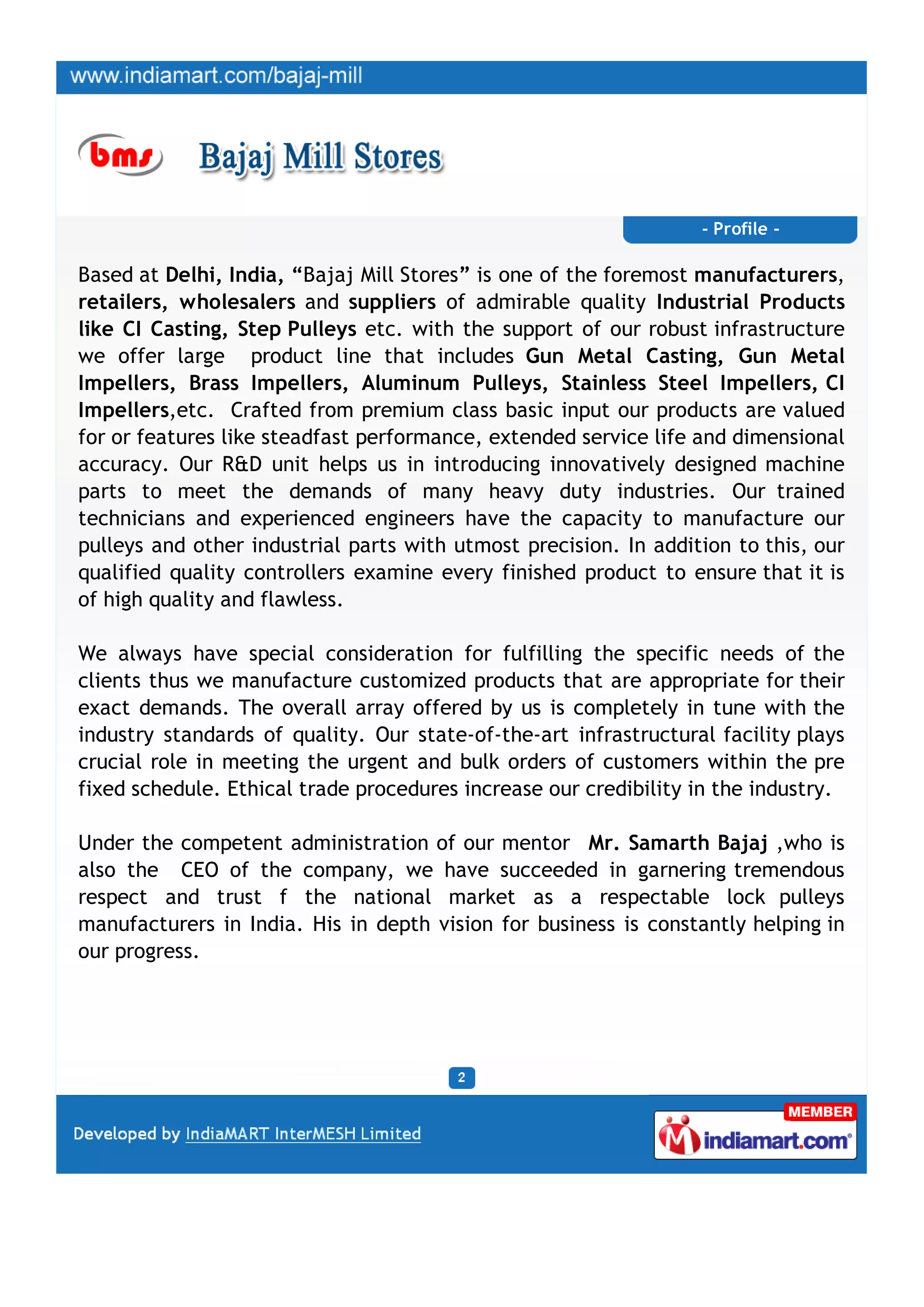 Bajaj Mill Stores, Delhi, Step Pulleys | PDF