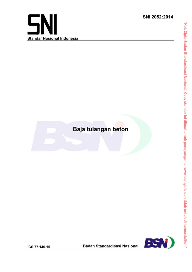 Baja tulangan beton SNI 2052-2014 | PDF