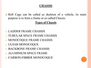 Baja vehicle chasis design & analysis | PPTX