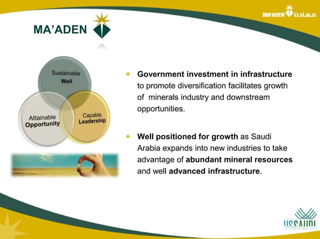 Saudi Arabian Mining Company | PPTX | Commodities | Economy