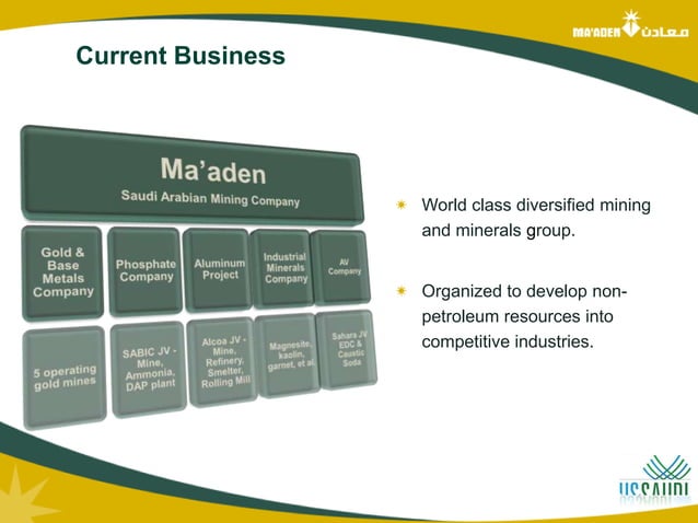 Saudi Arabian Mining Company | PPTX | Commodities | Economy