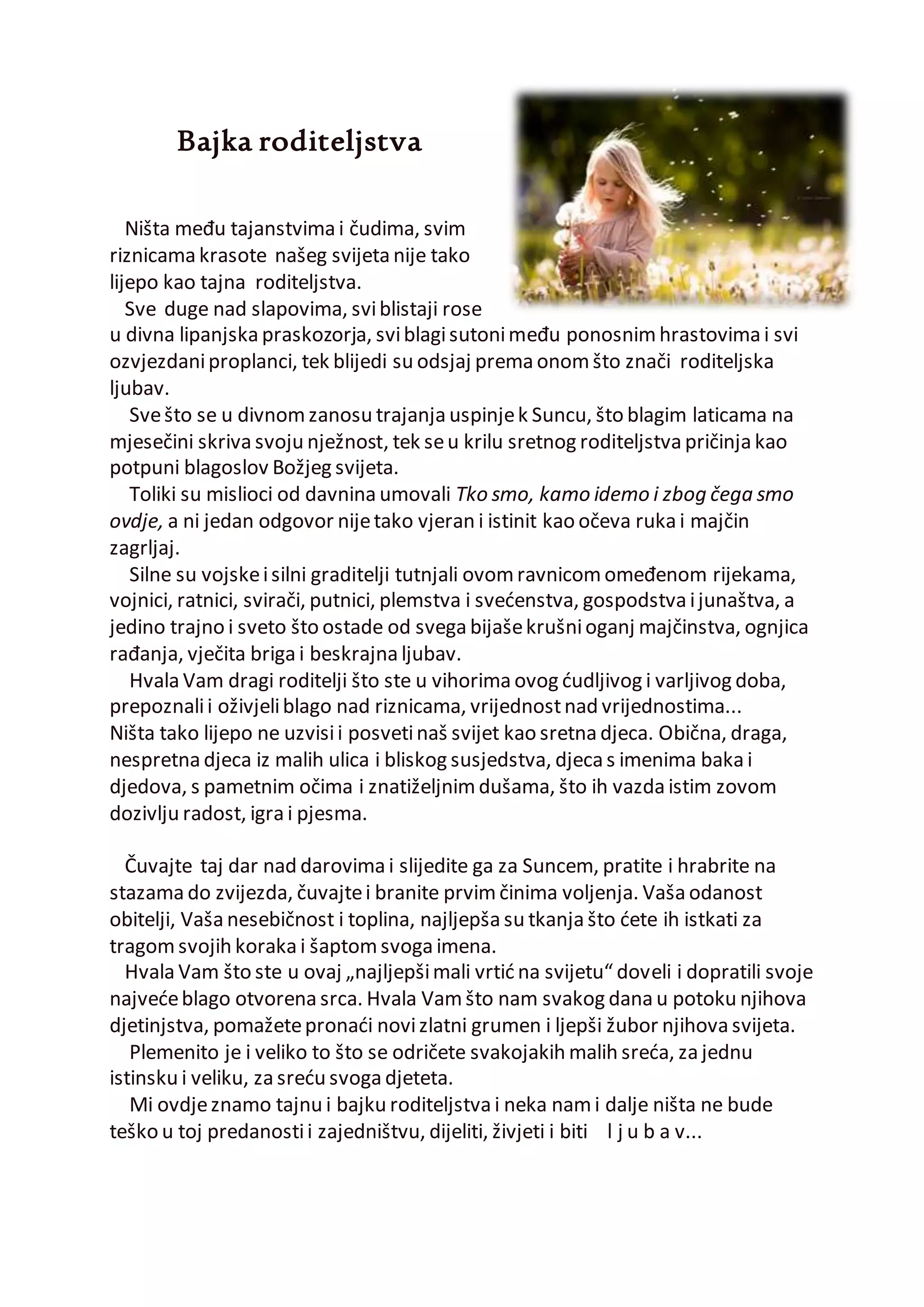 Bajka roditeljstva | DOCX