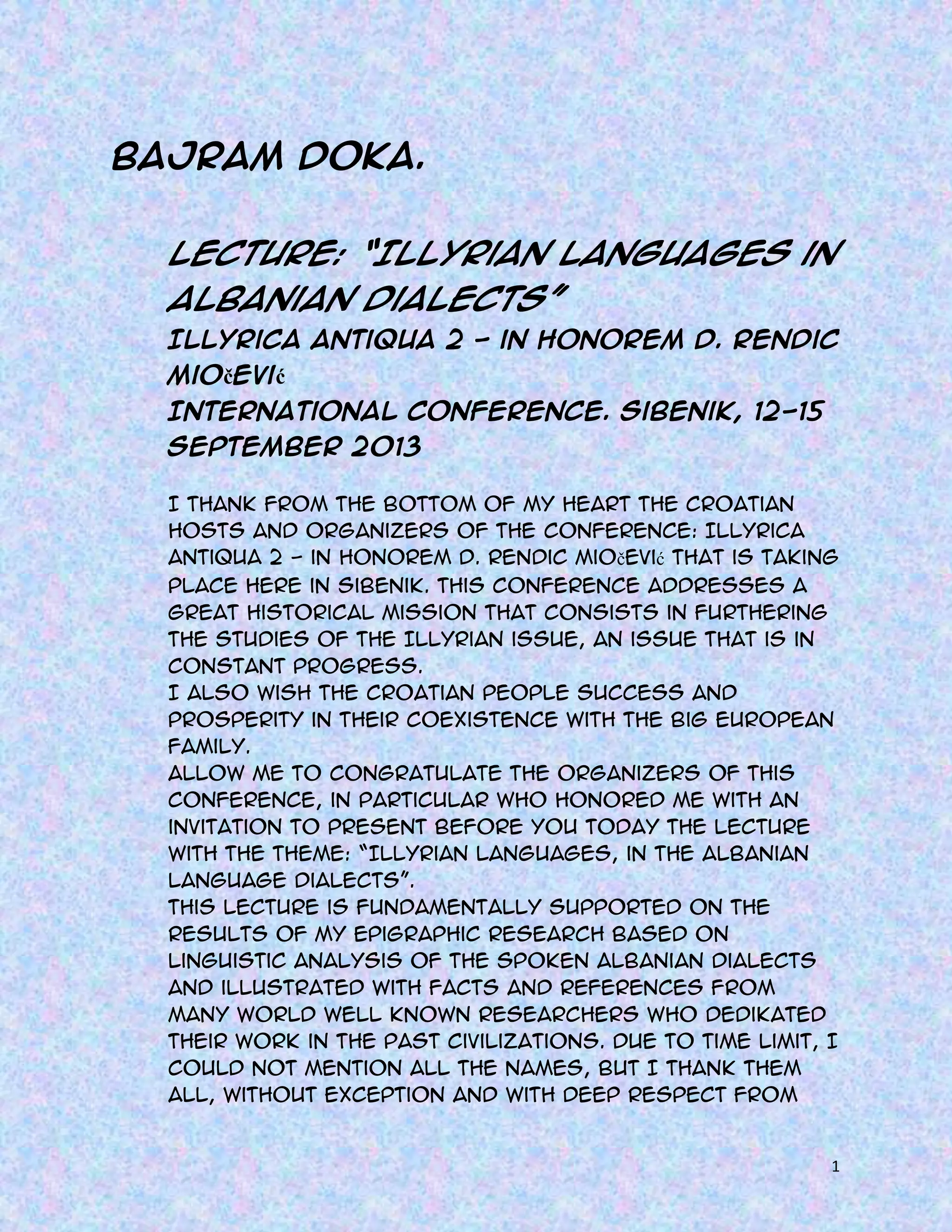Illyrian languages, history and epigraphy. | DOCX | Genealogy and ...