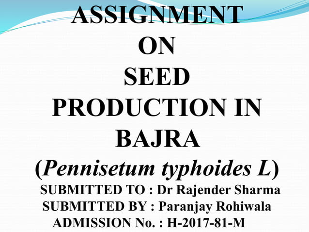 Bajra seed production | PPTX
