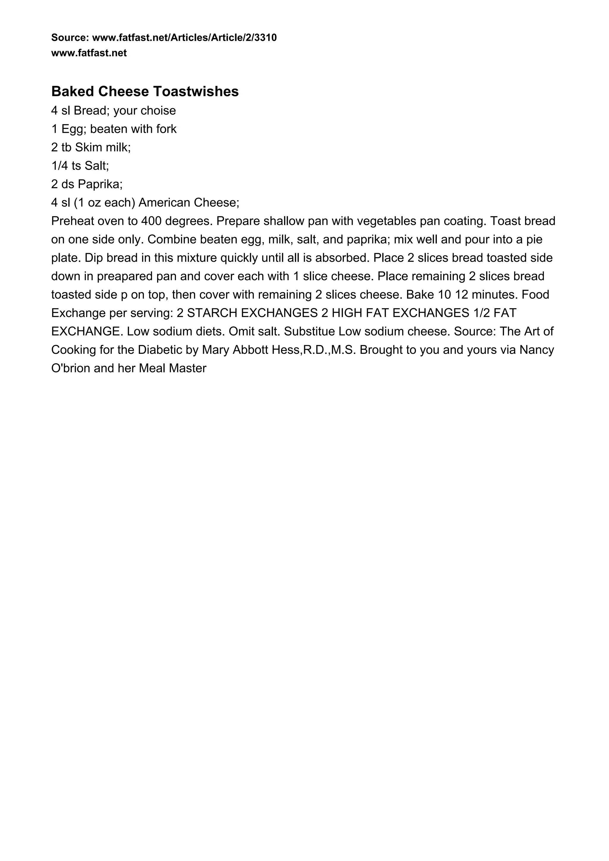 Baked cheese toastwishes | PDF