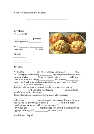 Baked potatoes | DOCX | Cooking | Food & Drink