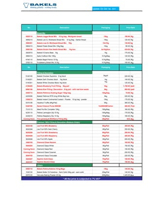 Bakels Price October 2011 | PDF | Desserts and Baking | Food & Drink