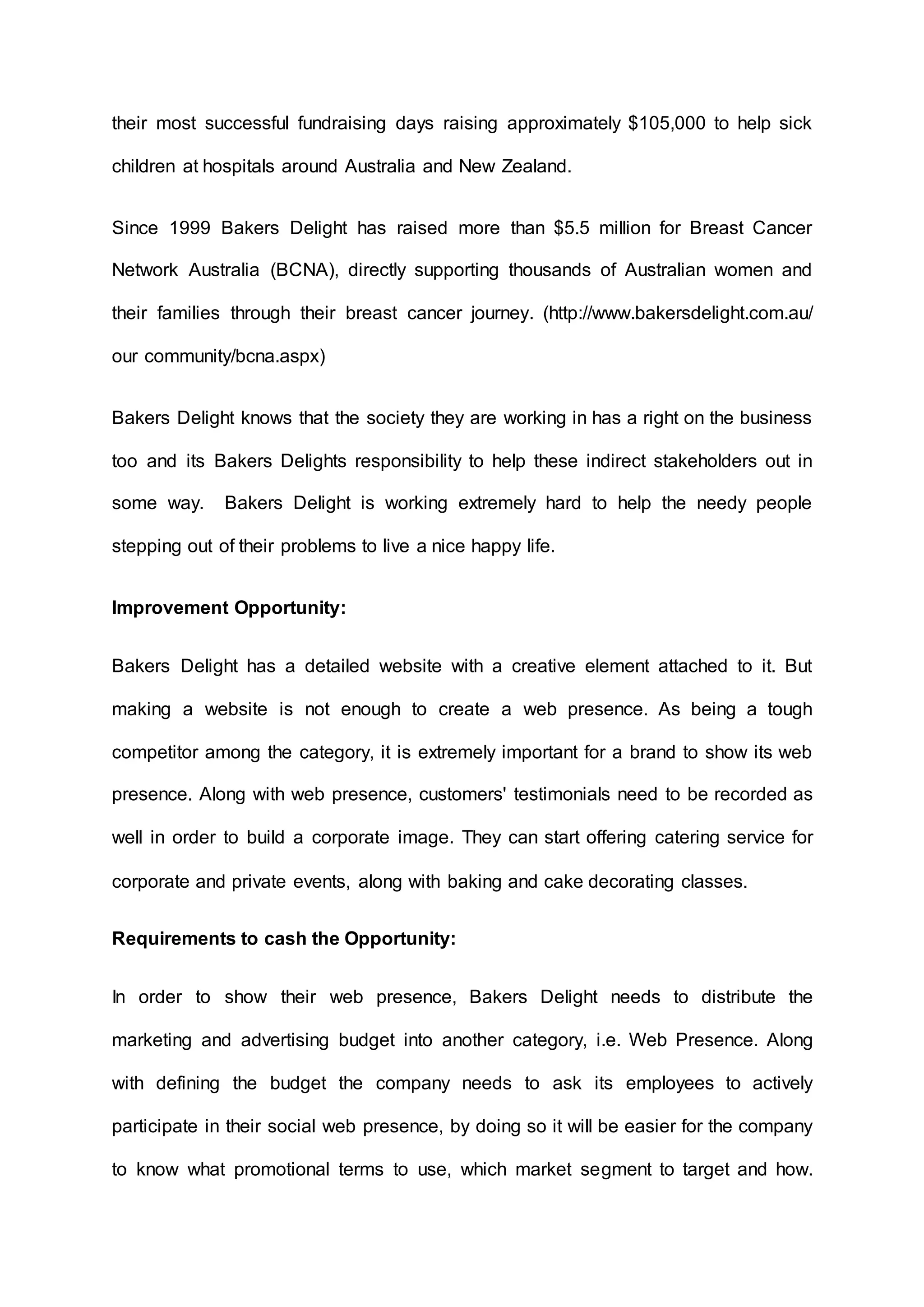 Bakers delight in Australia | DOCX