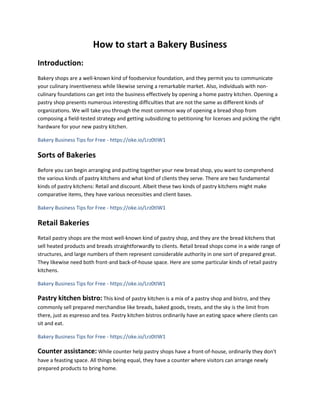 How to start a Bakery business | PDF