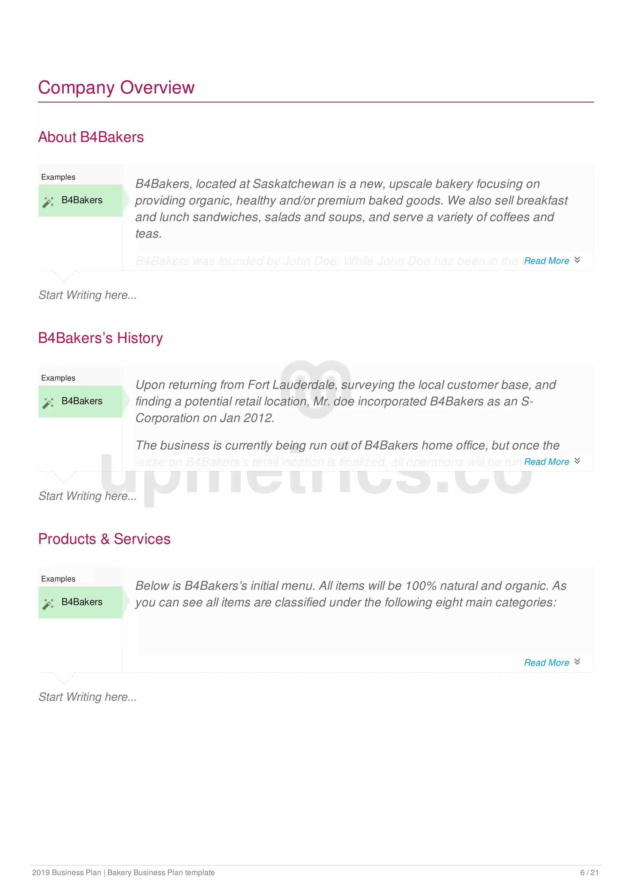 Bakery business plan example | PDF