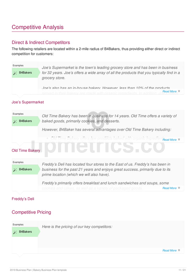 Bakery business plan example | PDF | Desserts and Baking | Food & Drink