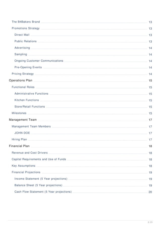 Bakery business plan example | PDF | Desserts and Baking | Food & Drink