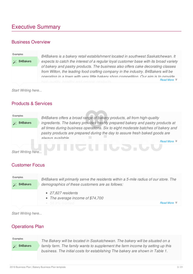 Bakery business plan example | PDF | Desserts and Baking | Food & Drink