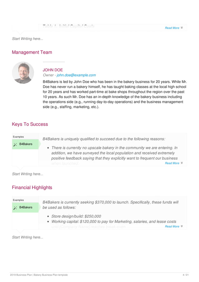 Bakery business plan example | PDF | Desserts and Baking | Food & Drink