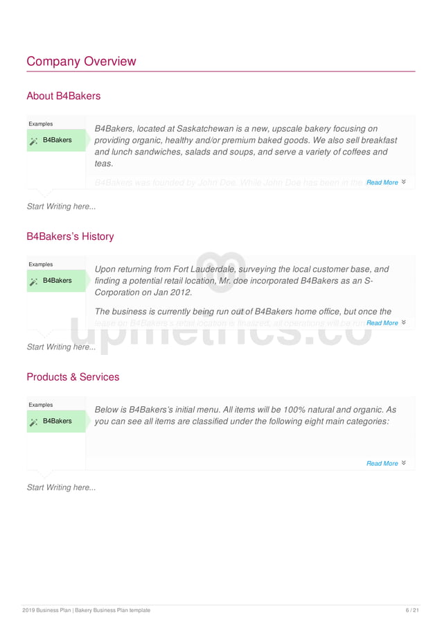 Bakery business plan example | PDF | Desserts and Baking | Food & Drink