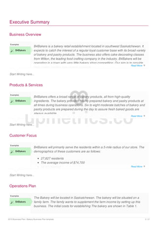 Bakery business plan example | PDF