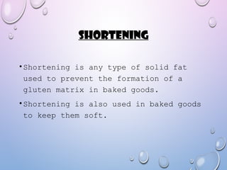 Bakery ingrediends and their role in bakery | PPT