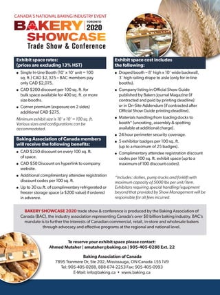 Bakery Showcase 2020 Trade Show and Conference Exhibitor Prospectus | PDF
