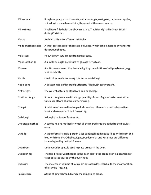 Bakery terms ultimate -jc | DOCX