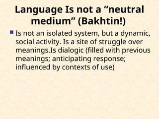 Bakhtin-1 (1) on language development and discourse in english language ...