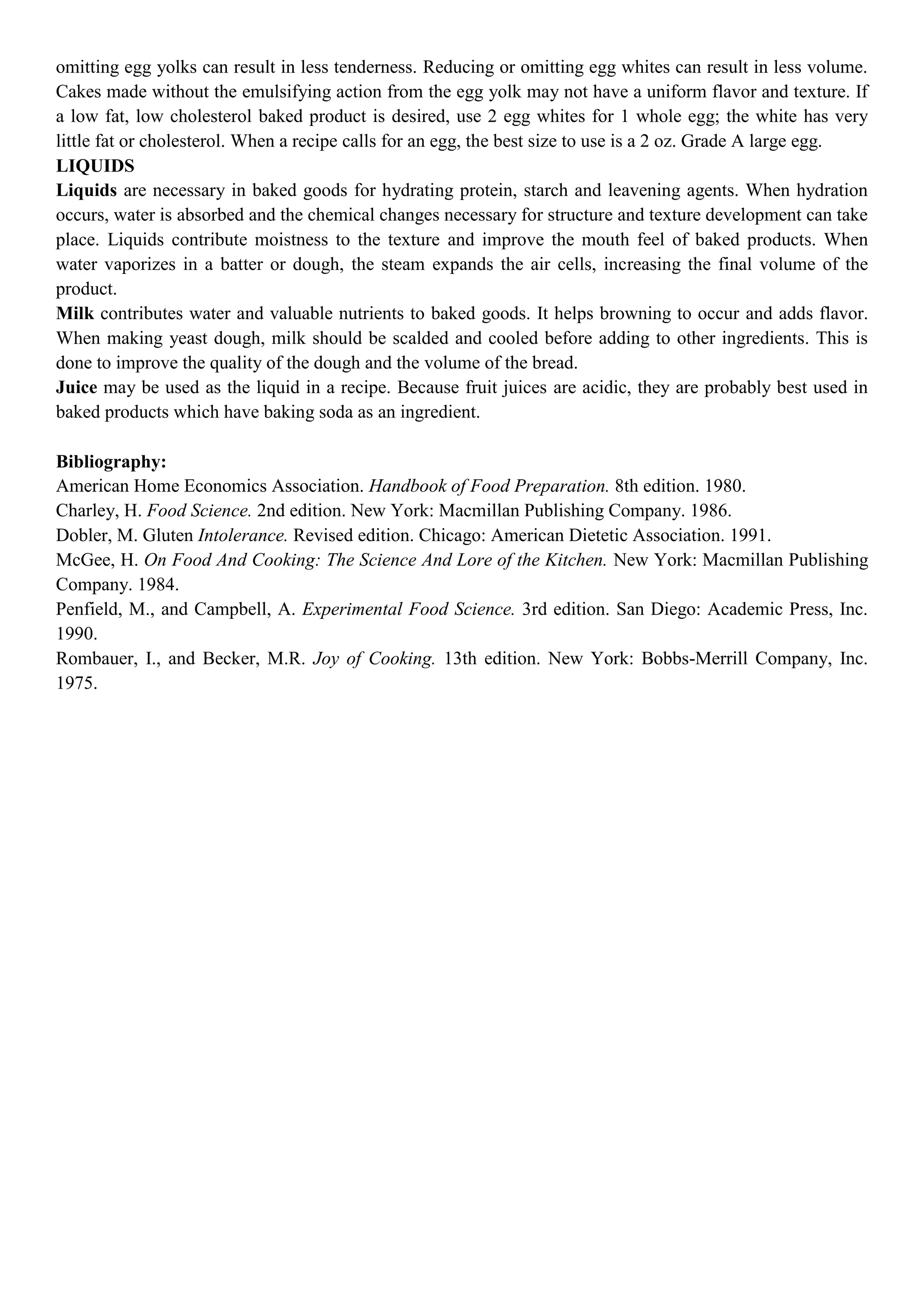 Baking ingredients and their functions | PDF