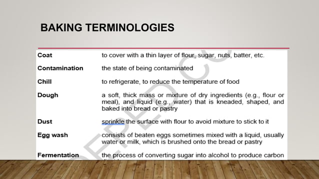 BAKING TERMINOLOGIES.pptx | Cooking | Food & Drink