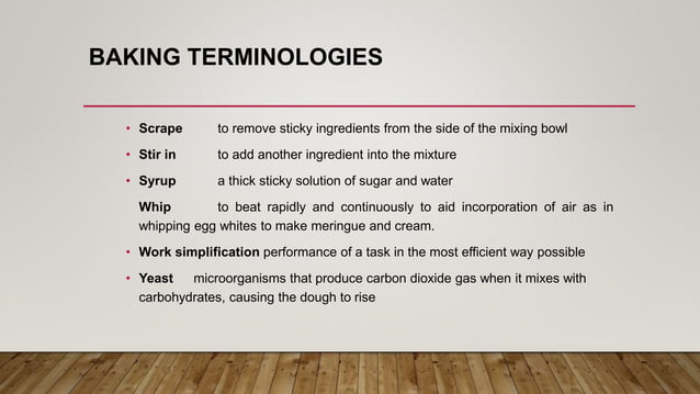 BAKING TERMINOLOGIES.pptx | Cooking | Food & Drink