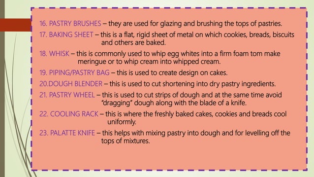 TLE 7 BAKING TOOLS AND EQUIPMENT 2 | PPTX