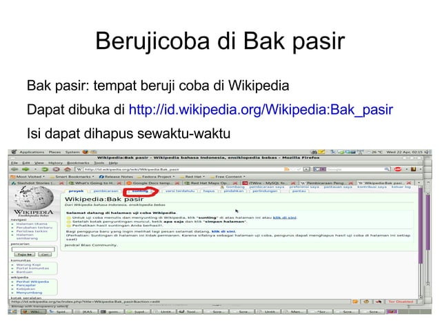 Tutorial menggunakan bak pasir di Wikipedia | PPT