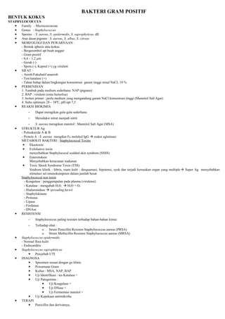 Bakteri Gram Positif (Rangkuman) | DOC