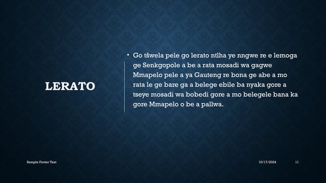 Sehlopha sa Bakwena Morero wa Ratla ra lokologa eye!(2009) | PPTX