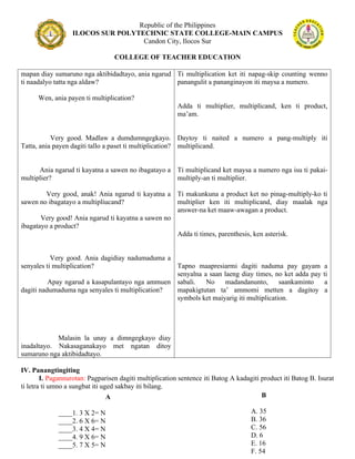 MATHEMATICS LESSON PLAN FOR GRADE 1 PUPILS | DOCX