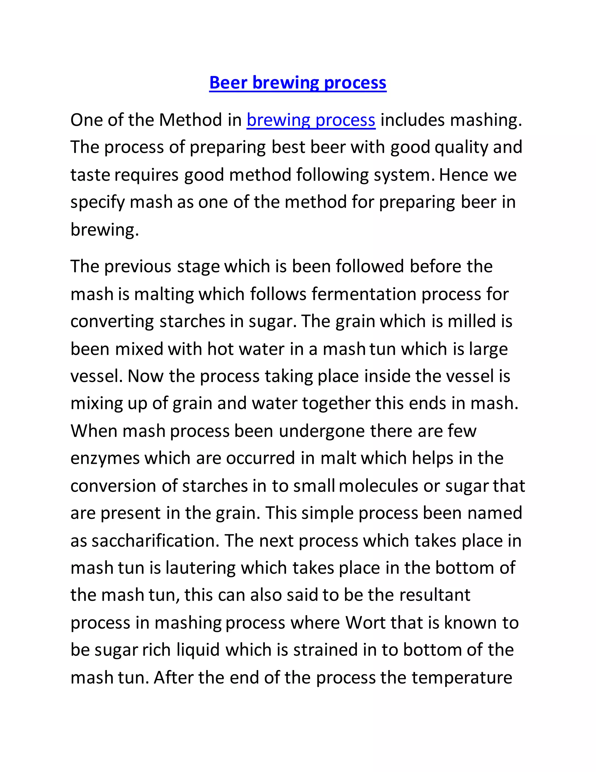 Beer Brewing Process | DOCX