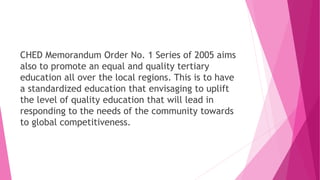MAP 504 INTERNATIONALIZATION OF EDUCATION : CHED CMO #1S 2005 ...