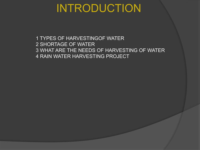 Civil engineering water harvesting project ppt | PPTX